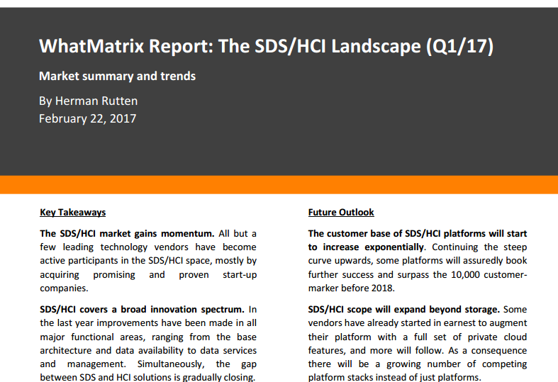 WhatMatrix announces new 'SDS & HCI Landscape Report 2017' | Technology ...